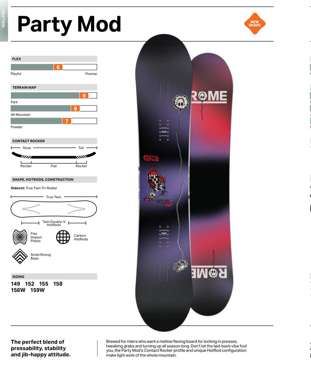 Rome Party Mod Snowboard 2026 – Help Boardshop MN